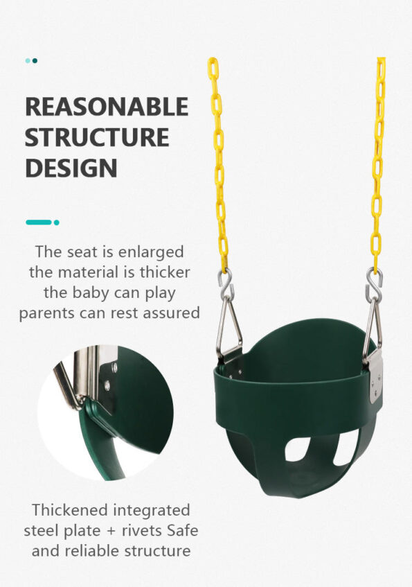 High Back Full Bucket Toddler Swing Seat with PVC Coated Shains Yellow ...